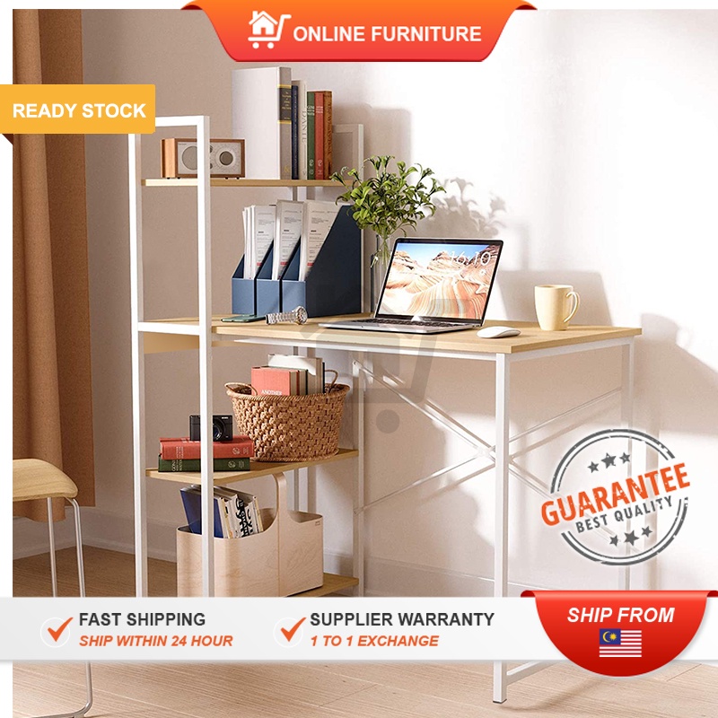 𝗥𝗘𝗔𝗗𝗬 𝗦𝗧𝗢𝗖𝗞 [ Ship 24H ] : Study Computer Table Laptop Desk With 4 Tier ...