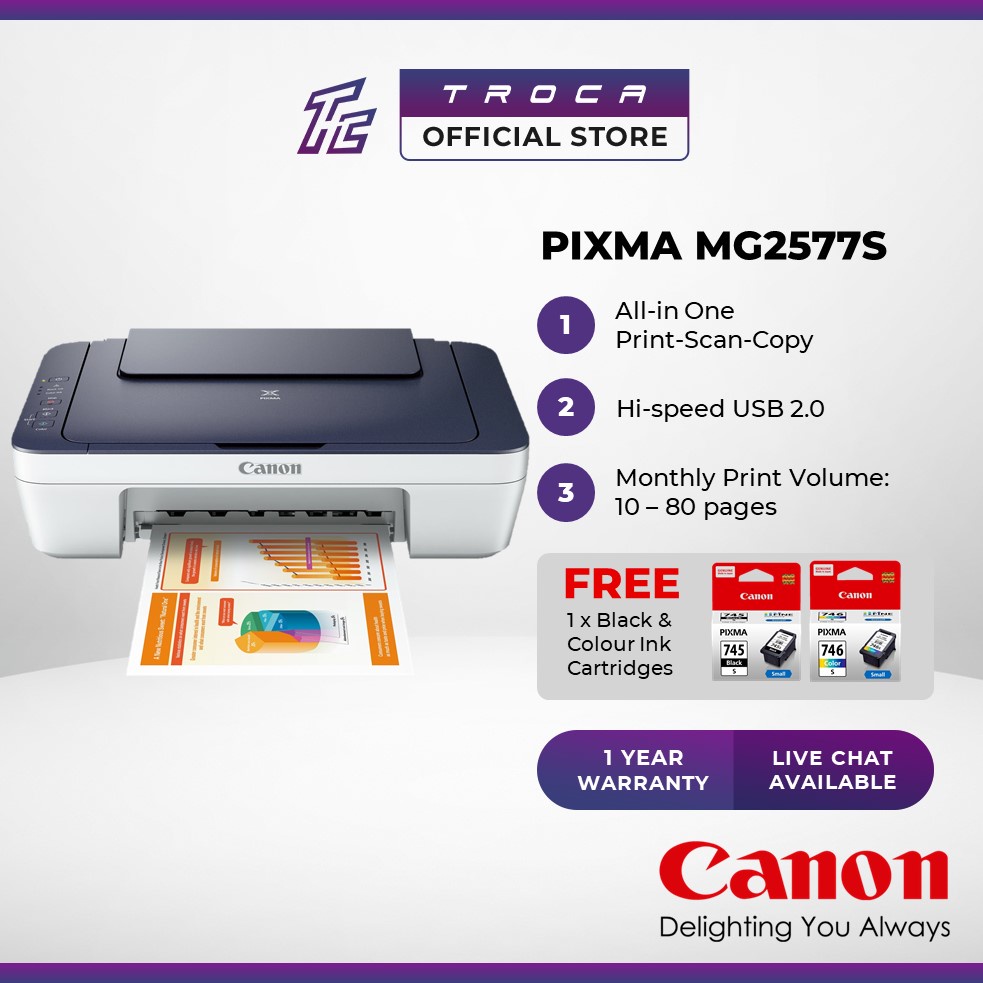Canon Pixma MG2577S Low Cost Cartridges All-In-One Home Use Color ...