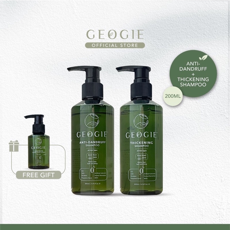 GEOGIE Anti Hair Loss (Anti-Dandruff Shampoo + Thickening Shampoo ...