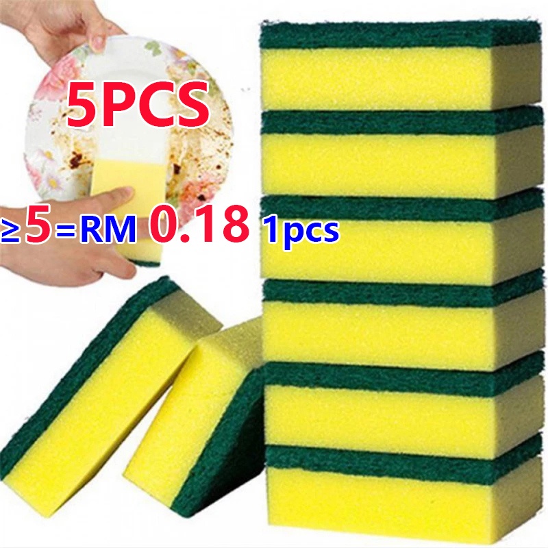1/5PCS Kitchen Dishwashing Sponges Dual-purpose Non-Scratch Double ...