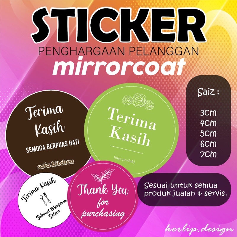 📍STICKER PENGHARGAAN PELANGGAN | THANK YOU / TERIMA KASIH READY-MADE ...