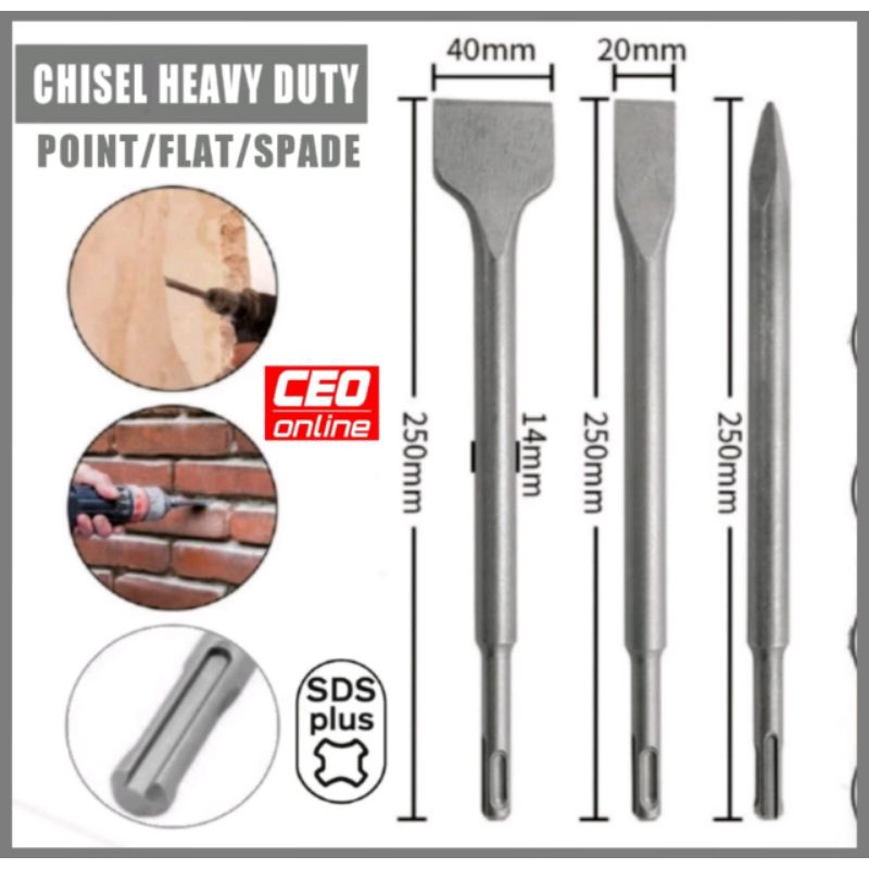 CEO 🇲🇾 Chisel Heavy Duty SDS-PLUS Stone Concrete Chisel Wall Hack ...