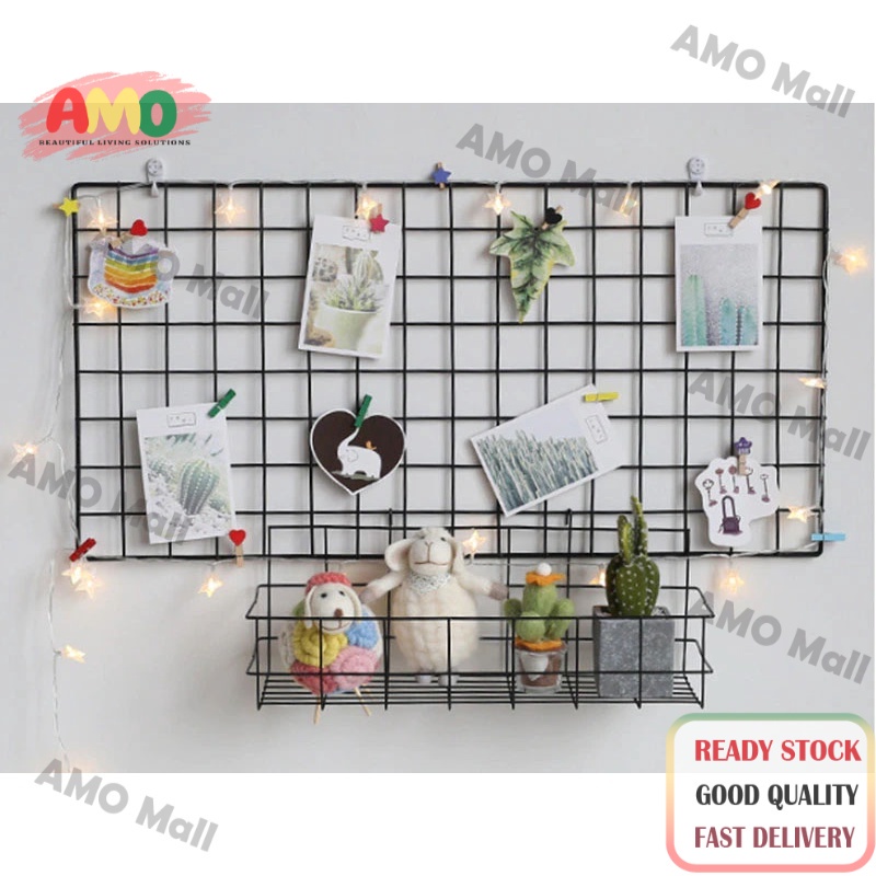 Metal Mesh Grid Wall Hanging Photo Frame MultiFunction FrameWall Art ...