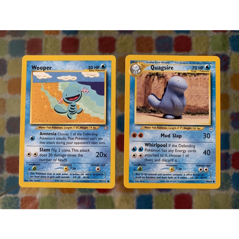 Pokemon TCG : Wooper and Quagsire Combo. Vintage Neo Genesis and Neo ...