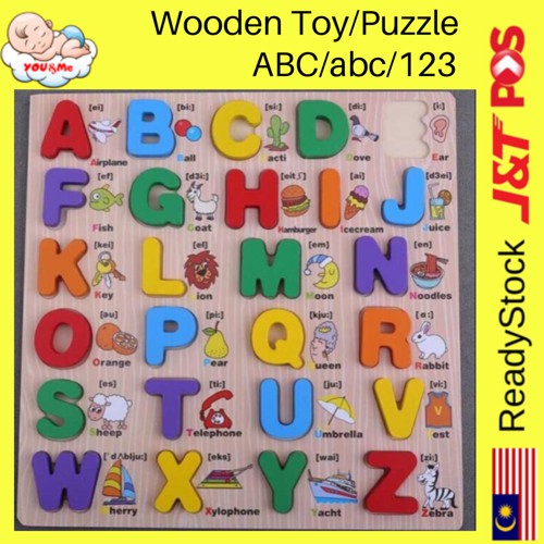 Learning ABC or number Wooden Alphabet Letters Belajar ABC Puzzle ...