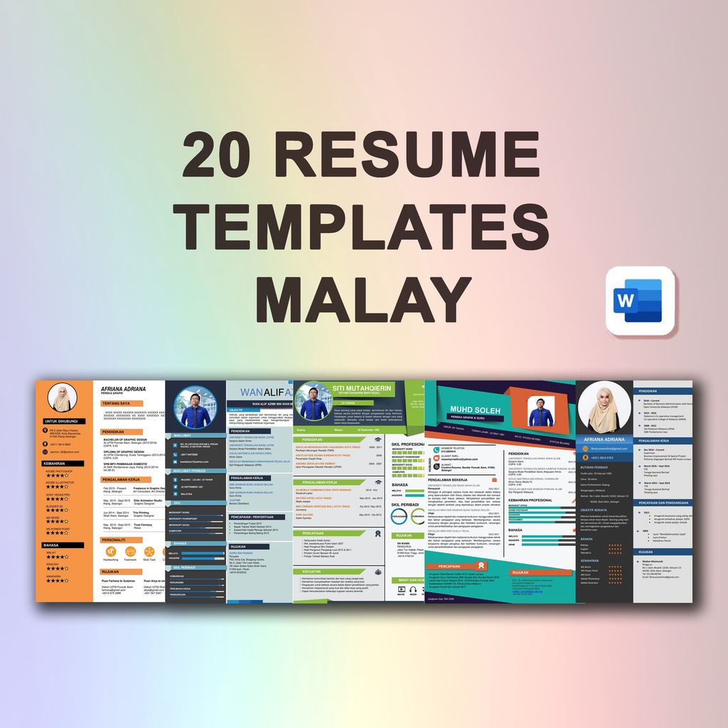 [Malay] 20 Sets Professional Resume/CV Templates 🔥 Edit Dalam Microsoft ...