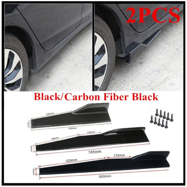 Car Universal Black Grossy Side Skirt Diffuser Body Kit Lip 45cm 75cm ...
