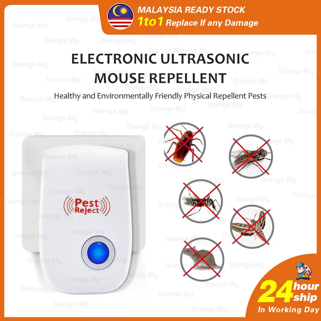 (3 PIN PLUG)Pest Reject Ultrasonic Intelligent Repeller Anti Mosquito ...