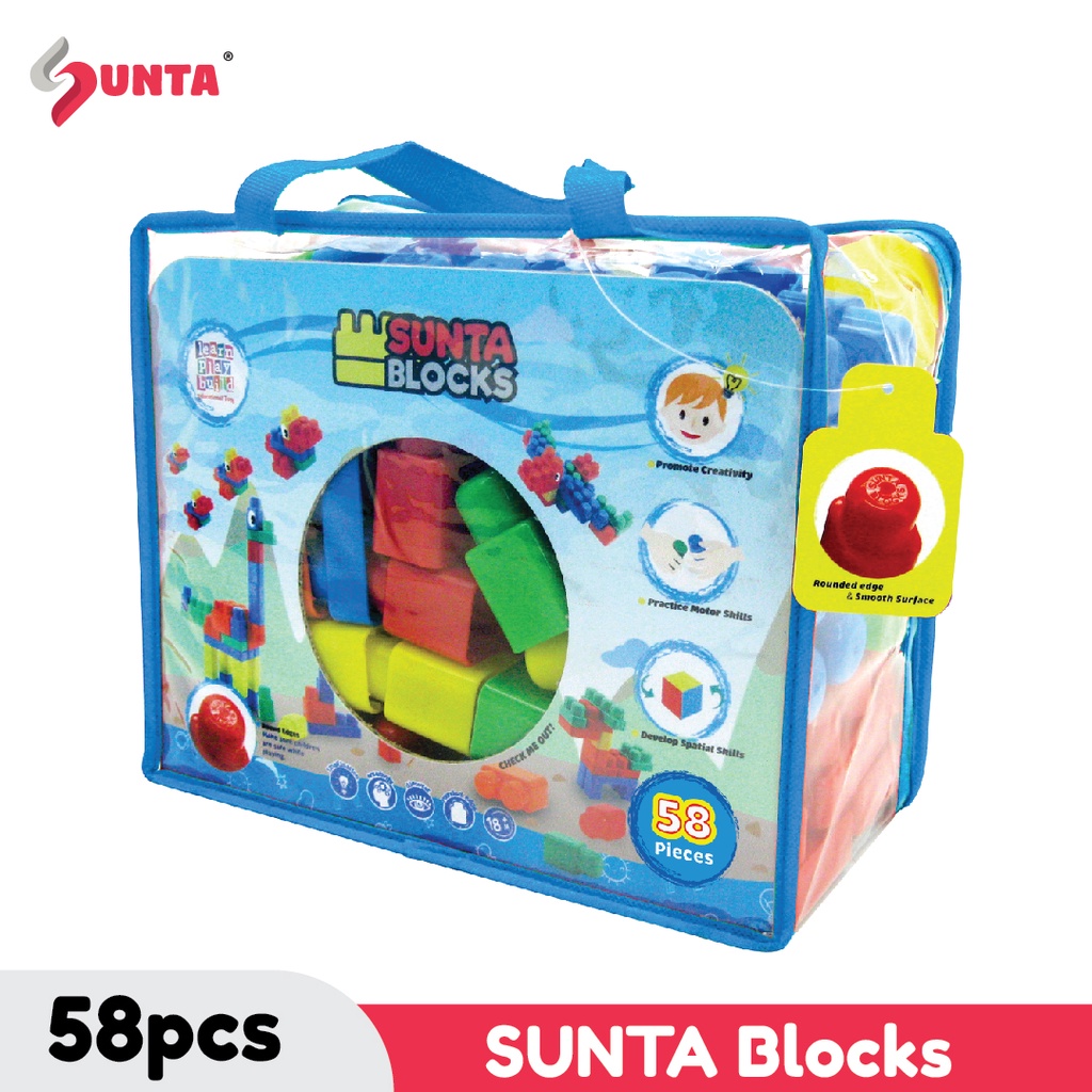 SUNTA Building Blocks with Carry Bag (58pcs) [FREE Stickers] | Shopee Malaysia