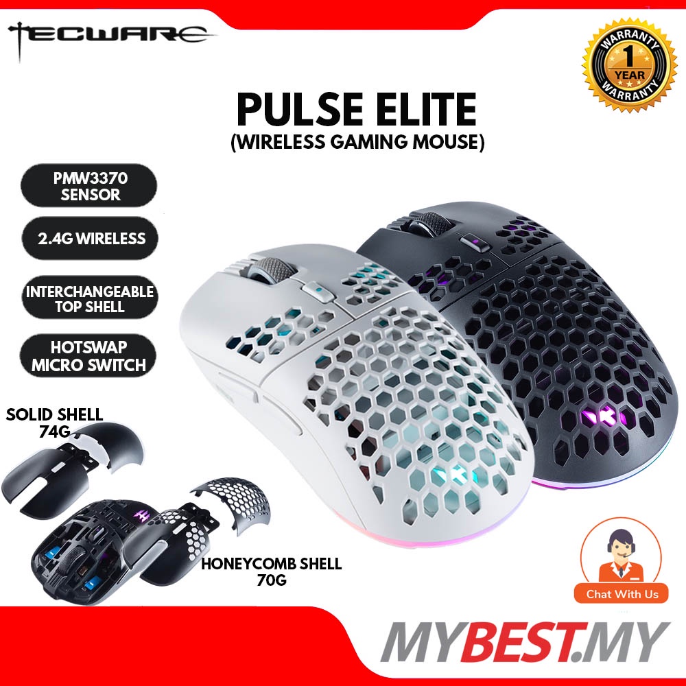 TECWARE PULSE ELITE WIRELESS GAMING MOUSE BLACK | WHITE | Shopee Malaysia