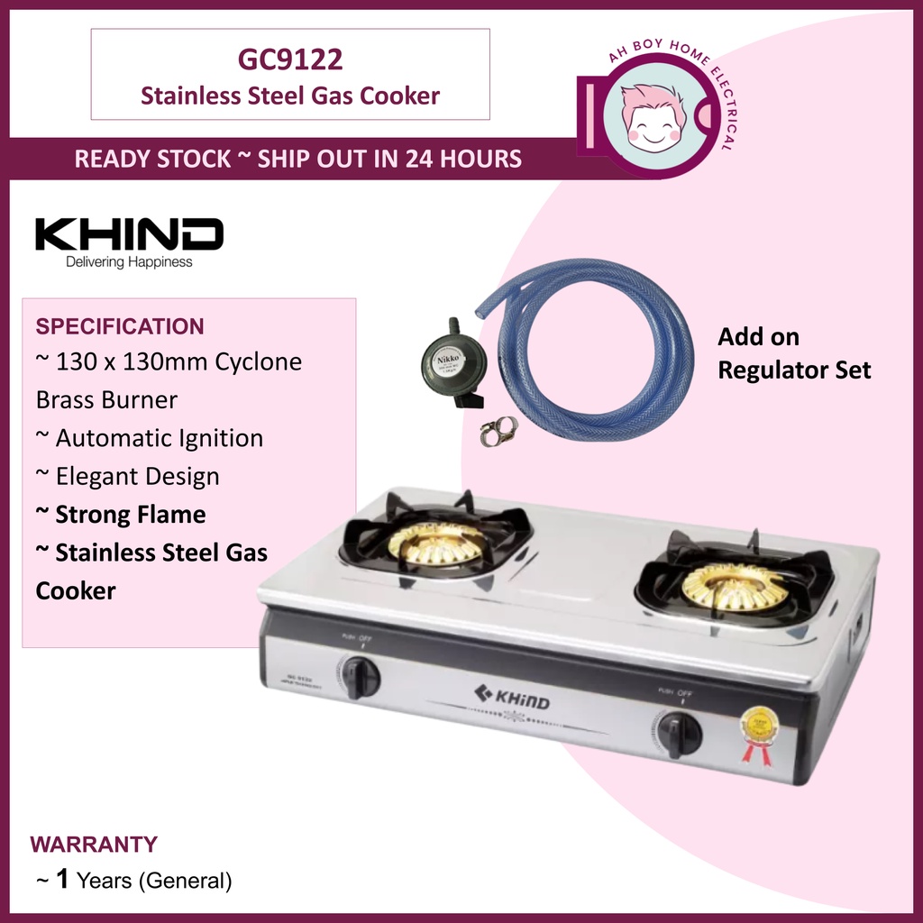 Khind Double Burner Gas Cooker Dapur Gas - GC9122 | Shopee Malaysia