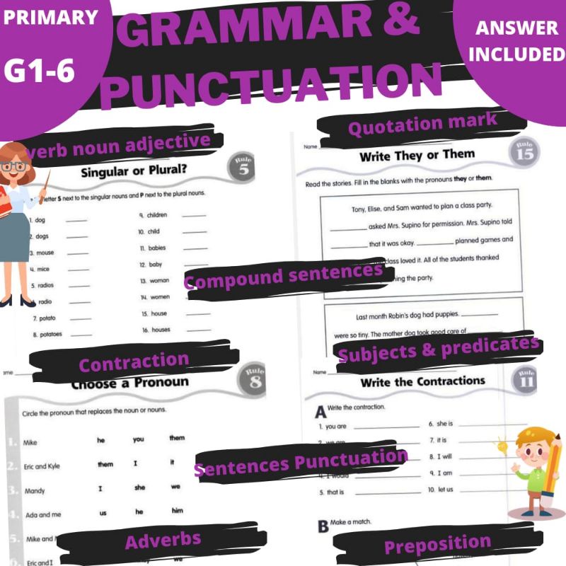 E55 English Grammar and Punctuation Primary Grade 1 to 6 | Shopee Malaysia
