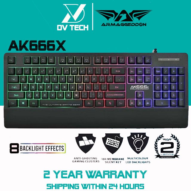 (NEW) Armaggeddon AK666x Kalashnikov Spill Proof Backlit Membrane ...