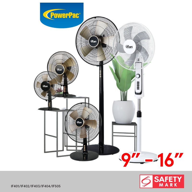 iFan Stand Fan 9" 12" 16" with Air Circulator & Oscillation (IF401 ...