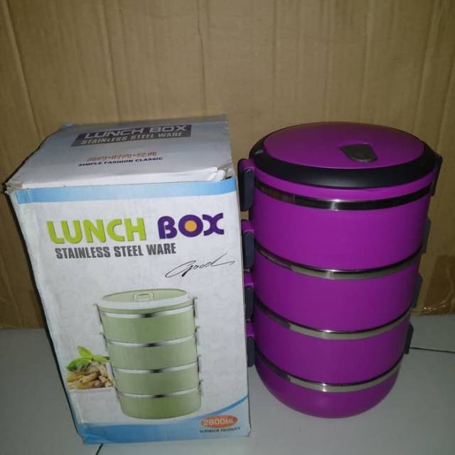 UNGU Lunch box / Purple 4-tier Lunch box | Shopee Malaysia