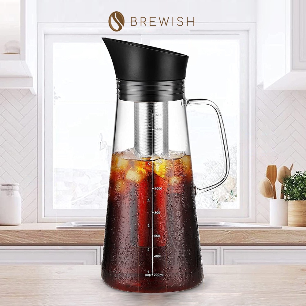 BREWISH Barista 1200mL Stainless Steel Filter Cold Brew Coffee Maker ...