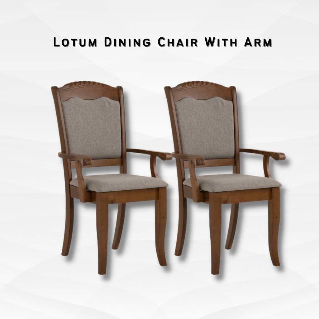 [2 PCS] LOTUM Wood Dining Chair Arm Chair Dinning Chair Kerusi Makan ...
