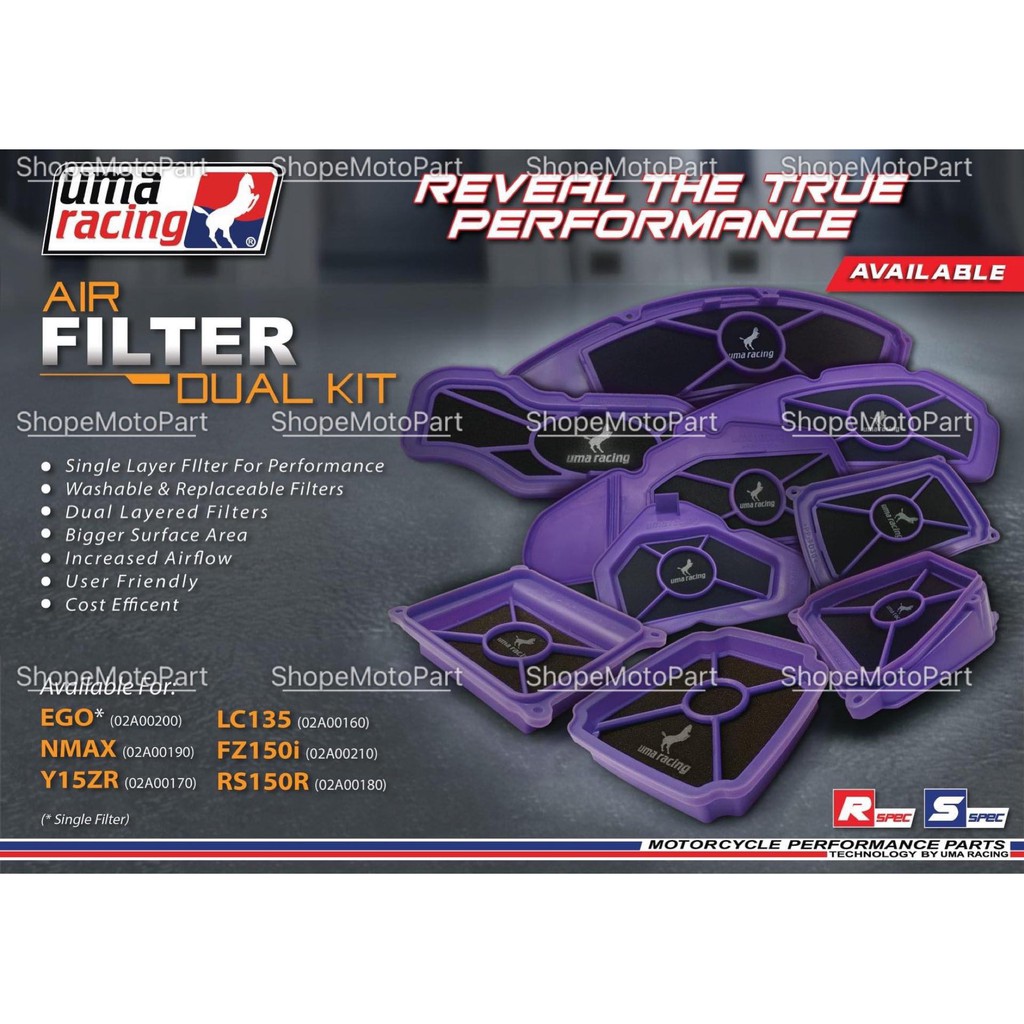 UMA RACING DUAL AIR FILTER LC135 Y15ZR Y16 BELANG Fi VF3i RS150 RS R15 ...