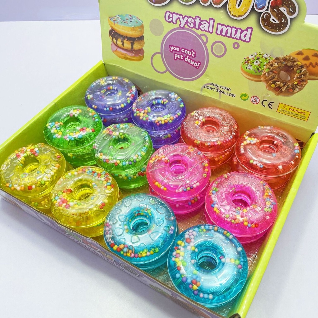 12 Pcs Colorful DIY Doughnut Donut Mud Crystal Slime for Kids Parties ...