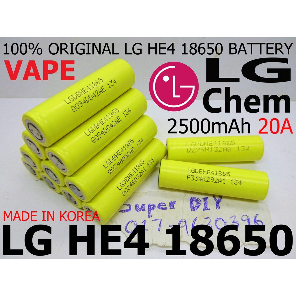LG DB HE4 18650 2500mAh 3.7V 4.2V lithium ion li-ion Rechargeable Vape ...