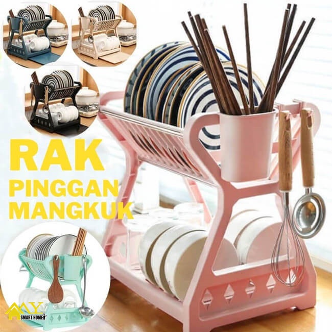 碗碟收納架 Pink Storage Dish Rack Kitchen Storage Rack Multipurpose Drain ...