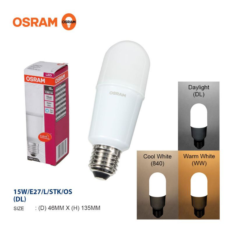 OSRAM LED STICK BULB 7W / 10W / 12W / 15W LED STICK BULB E27 Daylight / Coolwhite / Warmwhite ...