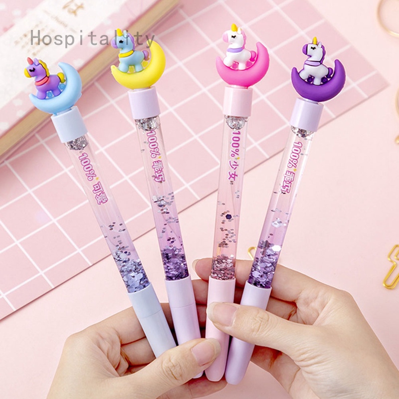 Cartoon Unicorn Moon Gel Pen Black Ink Writting Pens Canetas Material ...