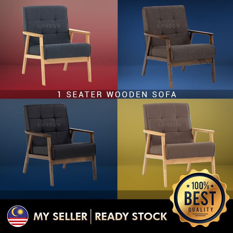 LANSON -HIACE 1 seater wooden sofa set / sofa kayu/ sofa murah / arm ...