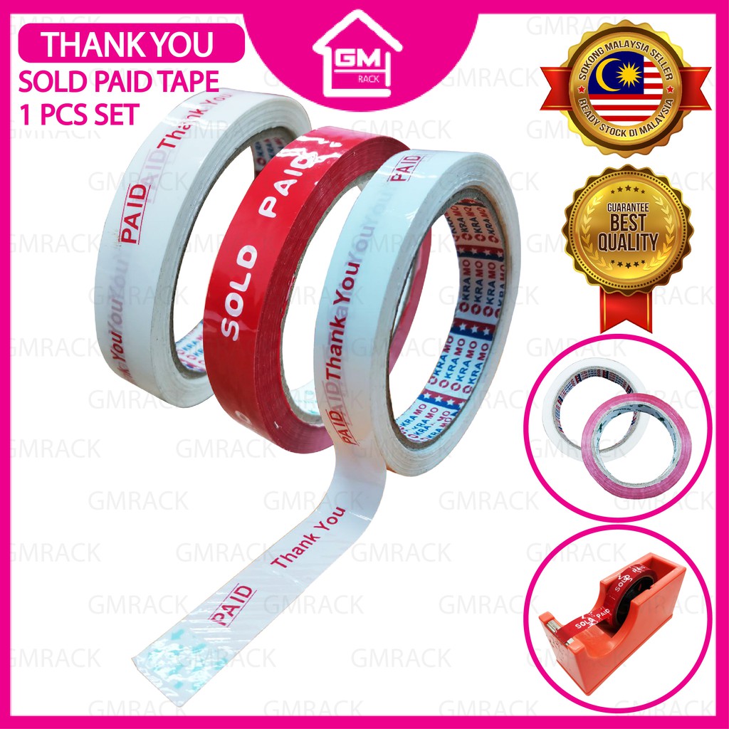 [GMRACK] THANK YOU / SOLD / PAID TAPE 1PCS PELEKAT TERIMA KASIH PAID ...