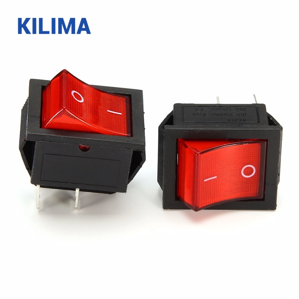 5pcs 2 Position Red Light Rocker Switch 16A/250V KCD4-20 4 Pin ON/OFF ...