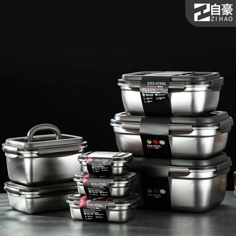 SUS 304 Stainless Steel Rectangular Food Storage Containers 100% Food ...