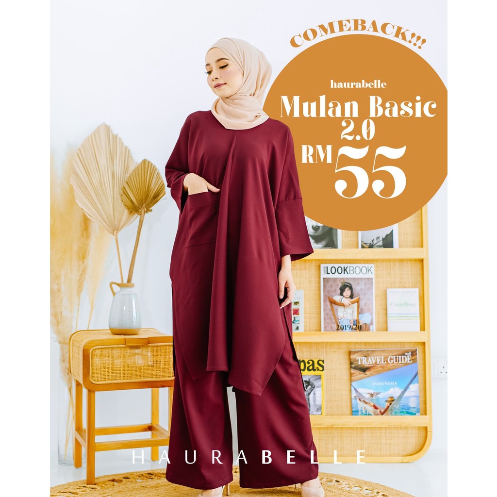Mulan Basic 2.0 Haurabelle Baju Labuh & Seluar Palazo | Shopee Malaysia