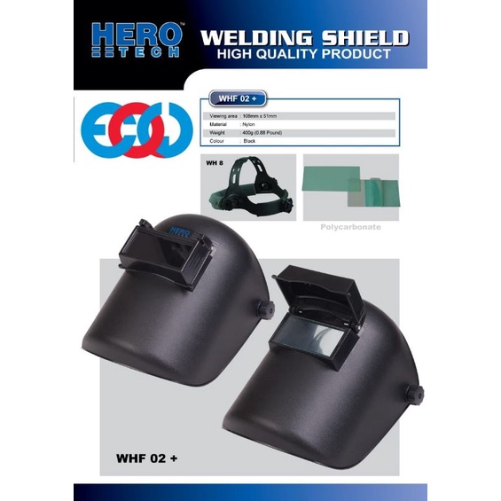 HEAVY DUTY HEROTECH 2 x 4 WELDING HELMET TOPI HEAD SHIELD HERO-WHF02 ...
