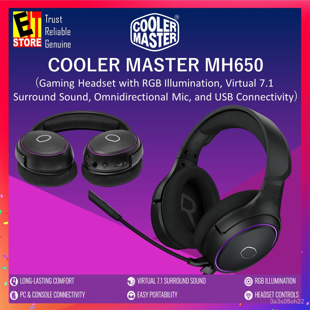 6xiT COOLER MASTER MH650 (MH-650) Gaming Headset with RGB Illumination ...