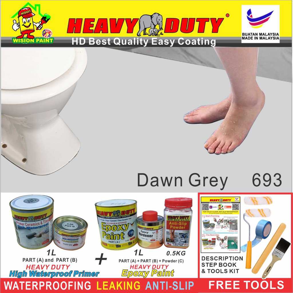 693 dawn grey FULL SET HEAVY DUTY Epoxy Coating ( FREE TOOL / 1L PRIMER ...