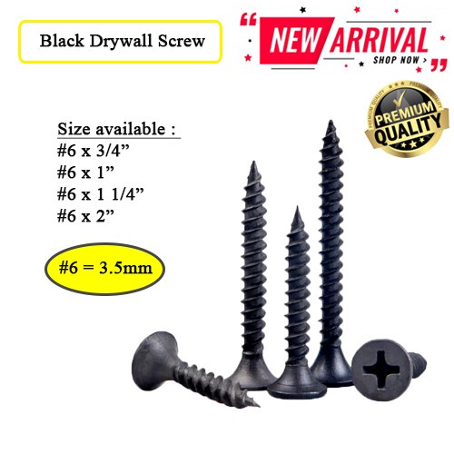 #6 (3.5mm) BLACK DRYWALL SCREW PARTICION SCREW SKRU HITAM KAYU (Price ...