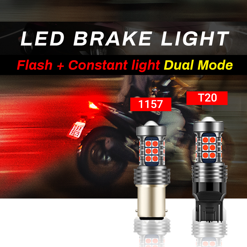 1PC 27LED Motorcycle Brake Light Bulb Flash Non Flash T20/7443 1157/P21 ...