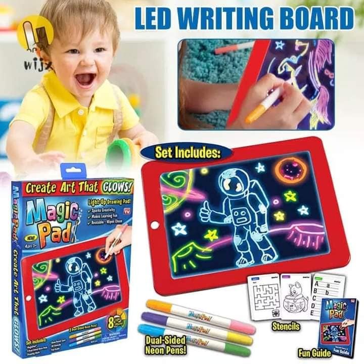 3D Magic Sketch Pad Light Up Drawing Pad Neon Pens Creative Glow Art ...