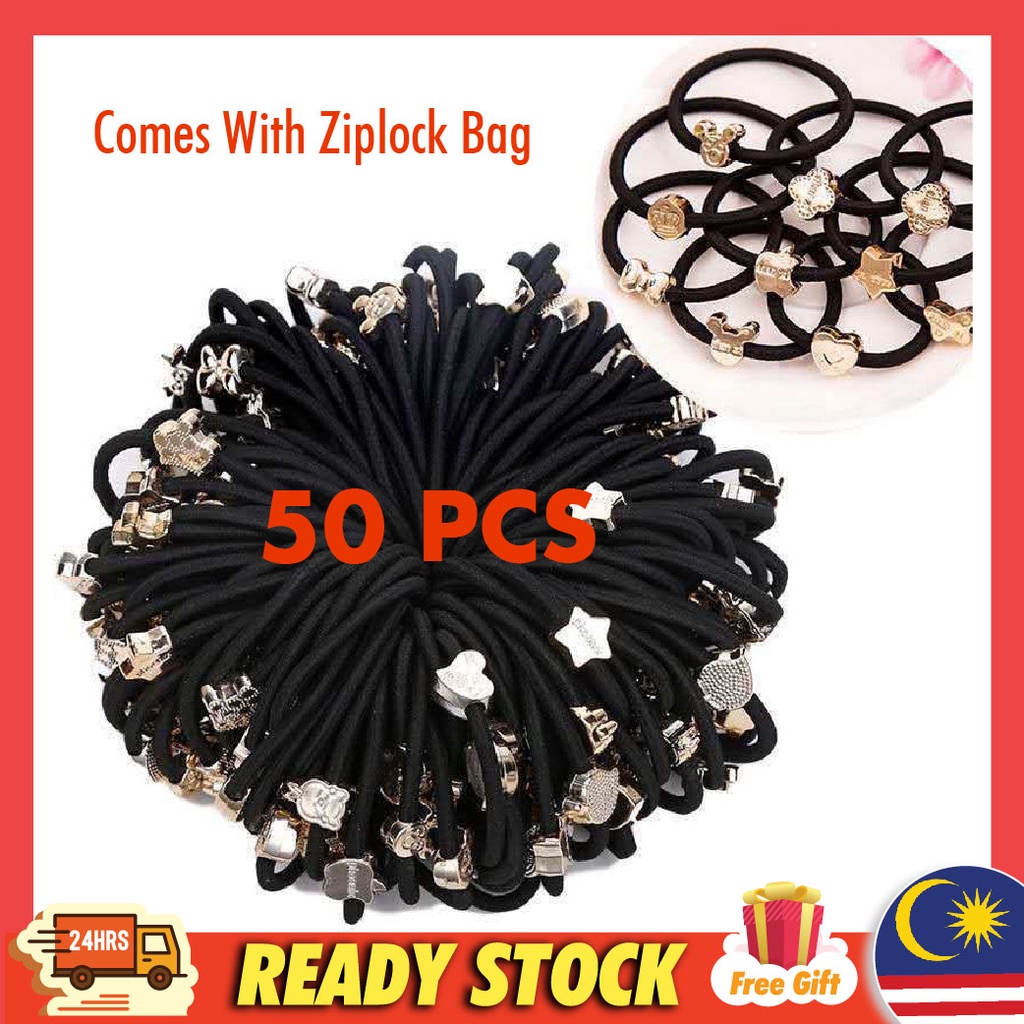 🔥READY STOCK🔥【50Pcs】Korean Simple Woman Hair Rubber Band Elastic Getah ...