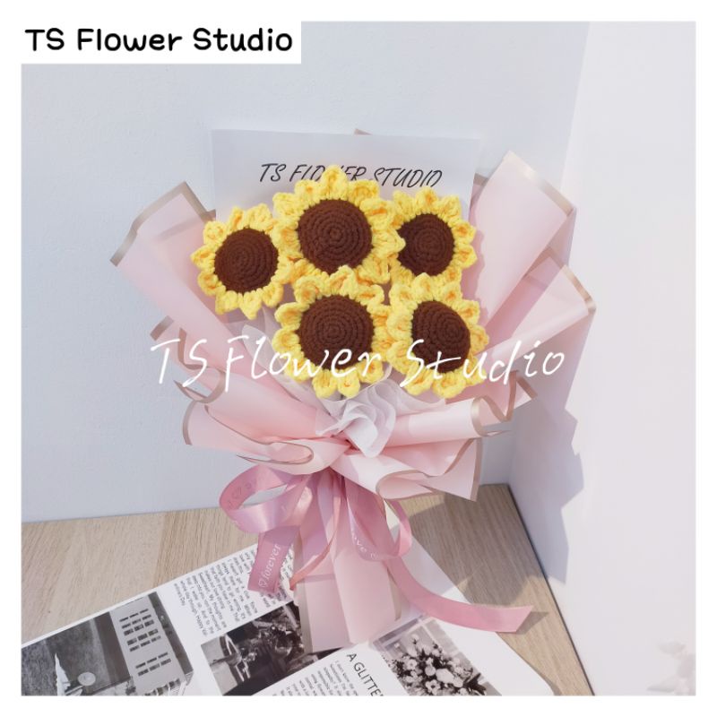 crochet sunflower bouquet crochet rose flower bunga kain ...