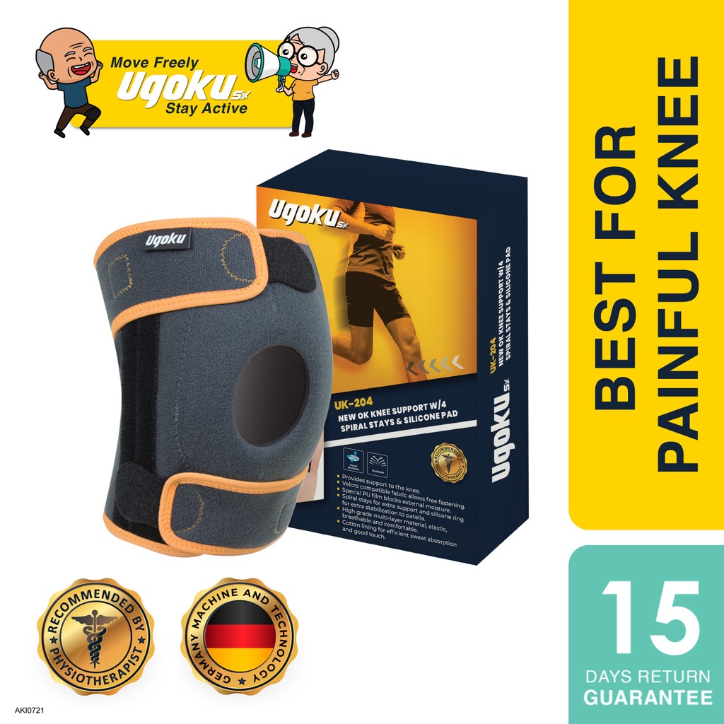 Ugoku New OK Knee Support With 4 Spiral Stays & Silicone Pad UK-204 ...