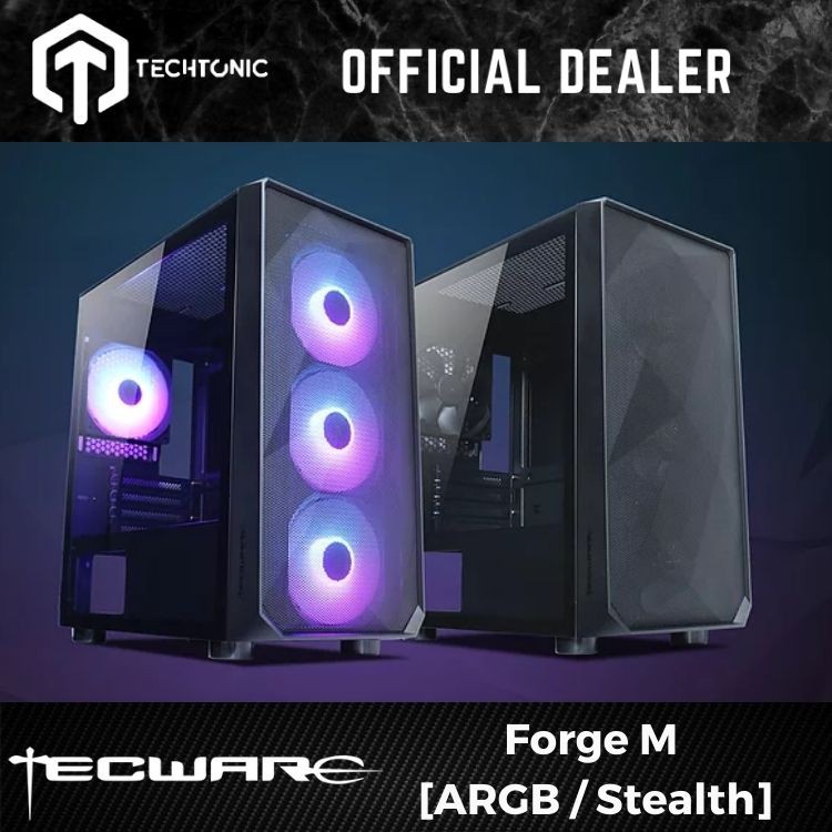 Tecware Forge M ARGB / Stealth TG Black M-ATX Tempered Glass Chassis ...
