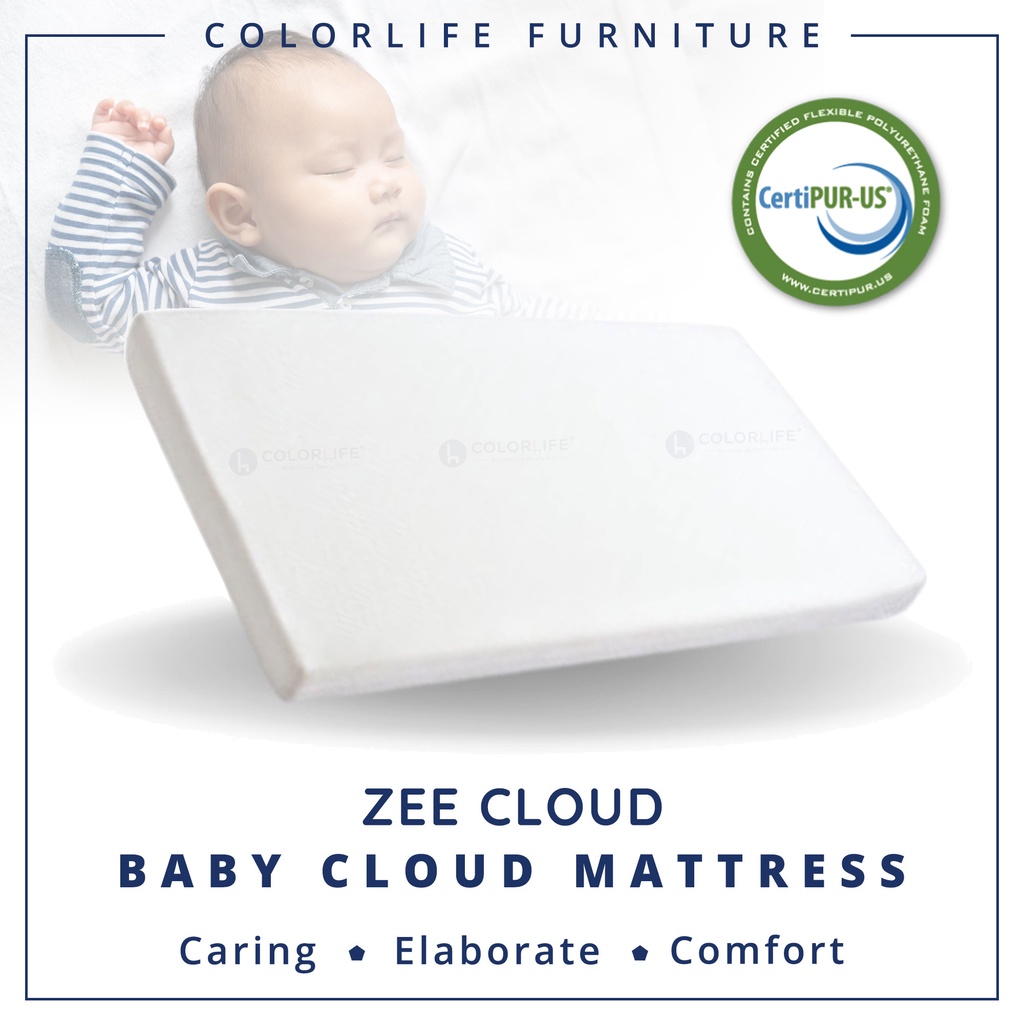 Cloud Zee Cloud Baby Mattress/(120cm x 60cm x 10cm)/CertiPUR-US®High Density with Advanced Air ...