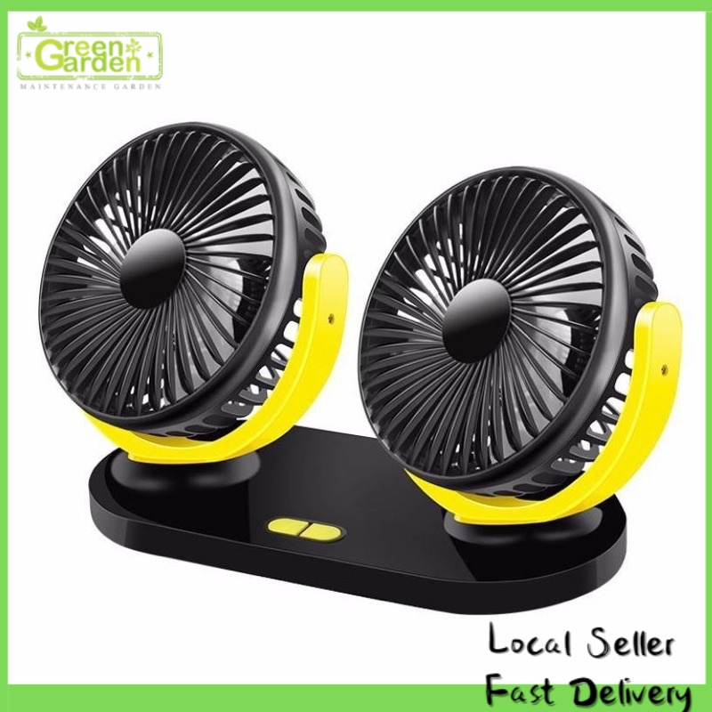 Car Fan Truck Fan Air Conditioning 3 Speed USB Fan Dual Head 360 ...
