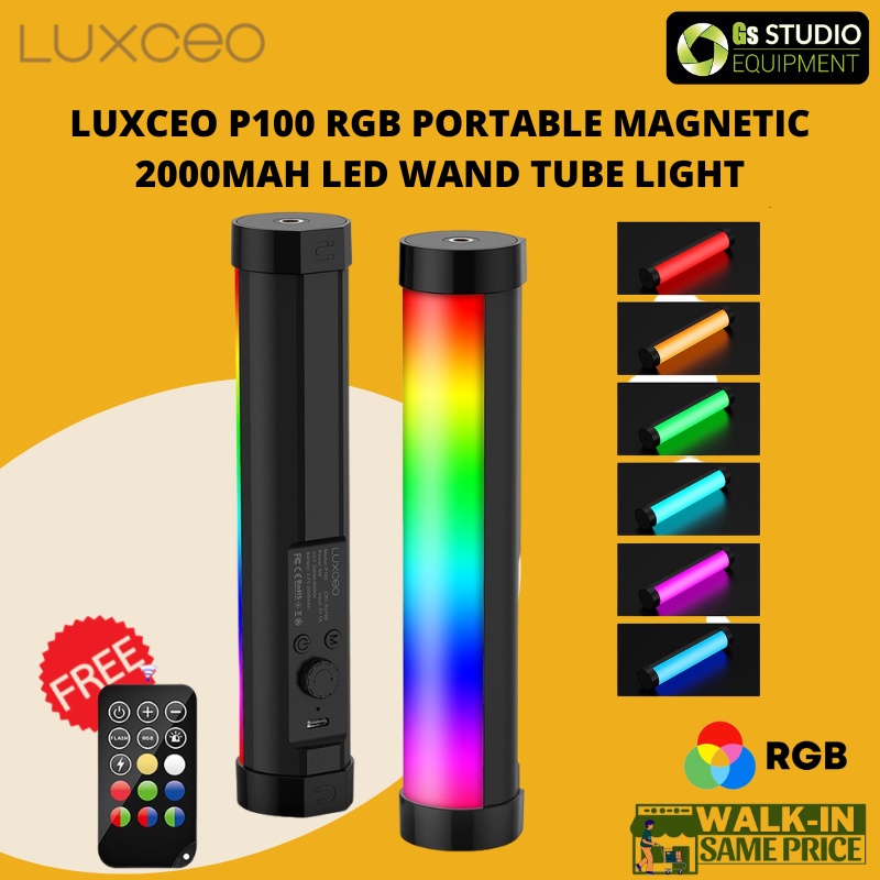 Luxceo P100 RGB Portable Magnetic LED Photo Video Light Wand Tube Light ...