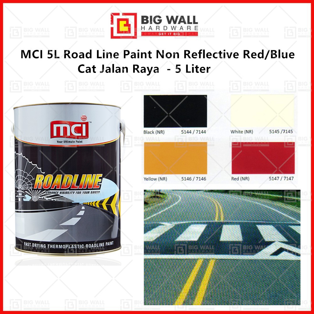 MCI 5L Road Line Paint Non Reflective Black White Yellow Red Cat Jalan ...
