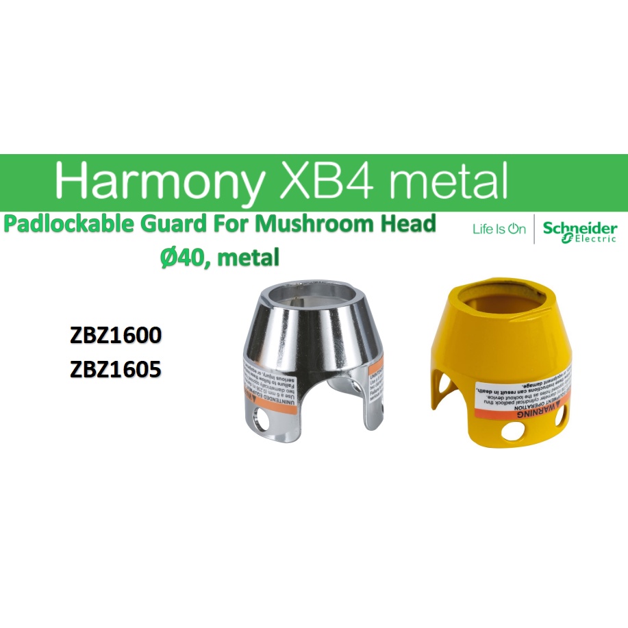 SCHNEIDER Padlockable Guard For Mushroom Head Ø40, metal, chromium ...