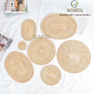 Handmade Alas Rotan Lapik Pinggan Oval Rattan Placemat Rattan Coaster ...