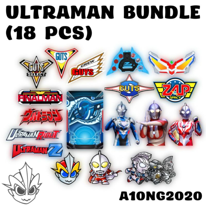 Sticker Set - Ultraman items, logo & character stickers (18 pcs ...