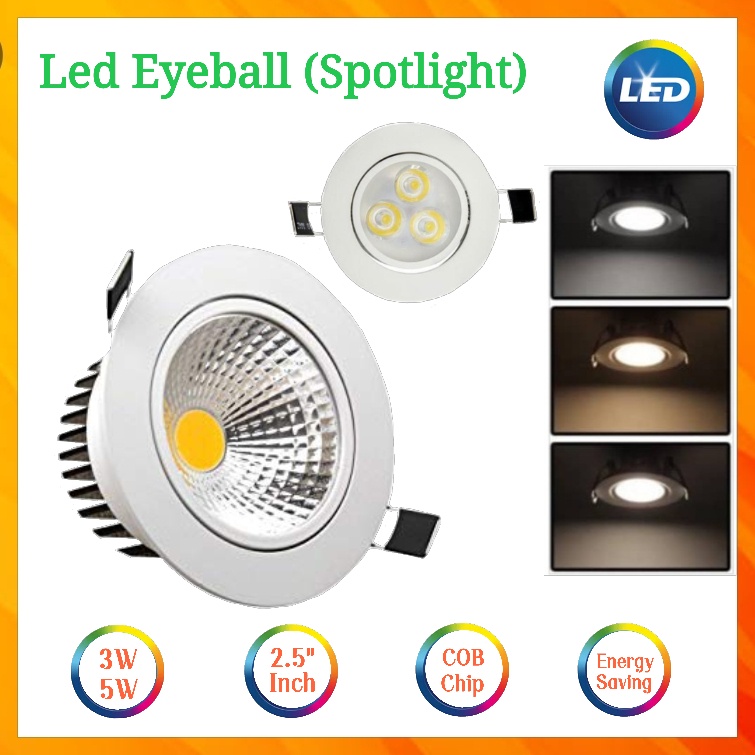 3W 5W LED Recessed Eyeball Spotlight Round LED Downlight Spotlight Spot ...